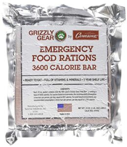 grizzly gear emergency food rations- 3600 calorie vanilla poundcake bar (5 pack) - 15 day, 360 hour value supply for disaster, hurricane - less sugar, more nutrients - 5 year shelf life