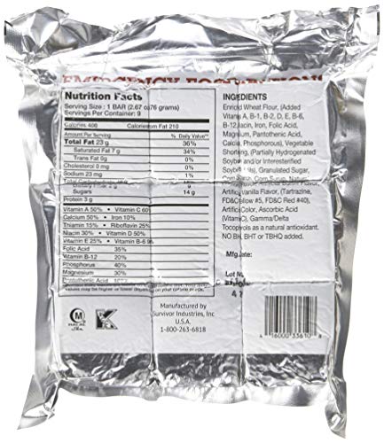 Grizzly Gear Emergency Food Rations- 3600 Calorie Vanilla Poundcake Bar (5 Pack) - 15 Day, 360 Hour Value Supply For Disaster, Hurricane - Less Sugar, More Nutrients - 5 Year Shelf Life