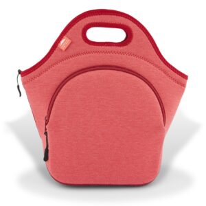 nordic by nature insulated neoprene lunch bag, soft & foldable washable & reusable extra-pocket (l) pale amaranth