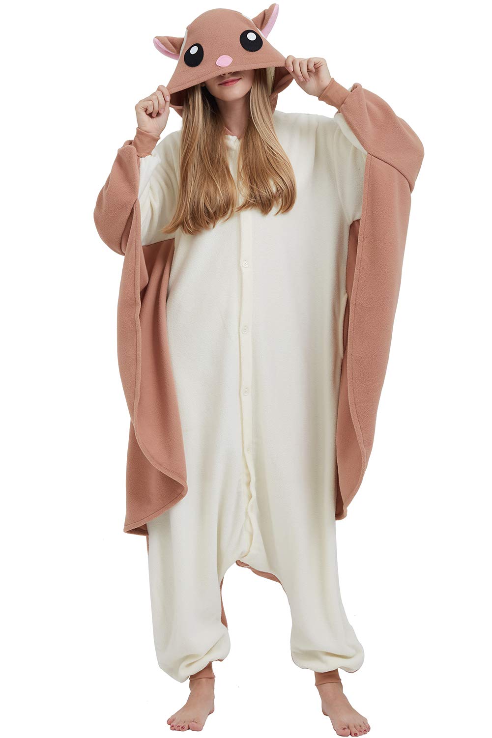 DarkCom Women Men Cosplay Flying Squirrel Onesie Halloween Costume Christmas Pajamas Animal Homewear Sleepwear Large