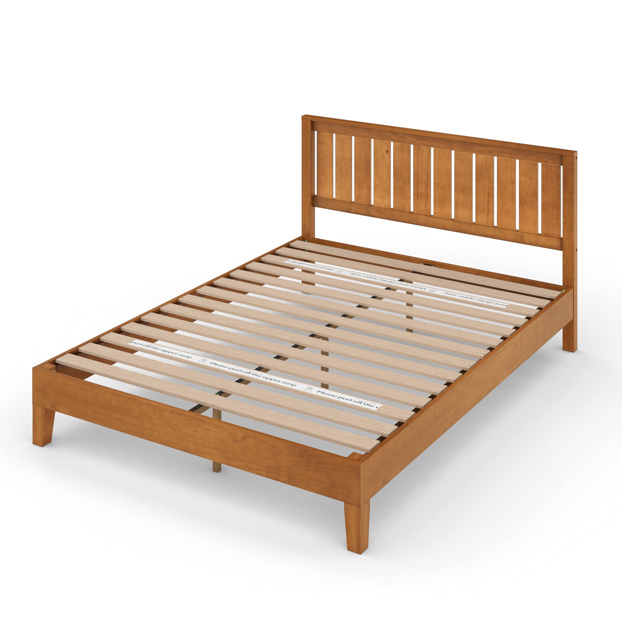 ZINUS Alexis Deluxe Wood Platform Bed Frame with Headboard / Wood Slat Support / No Box Spring Needed / Easy Assembly, Rustic Pine, Queen