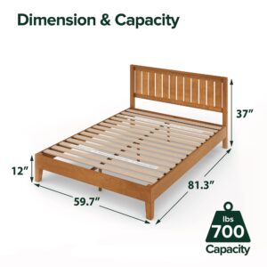 ZINUS Alexis Deluxe Wood Platform Bed Frame with Headboard / Wood Slat Support / No Box Spring Needed / Easy Assembly, Rustic Pine, Queen