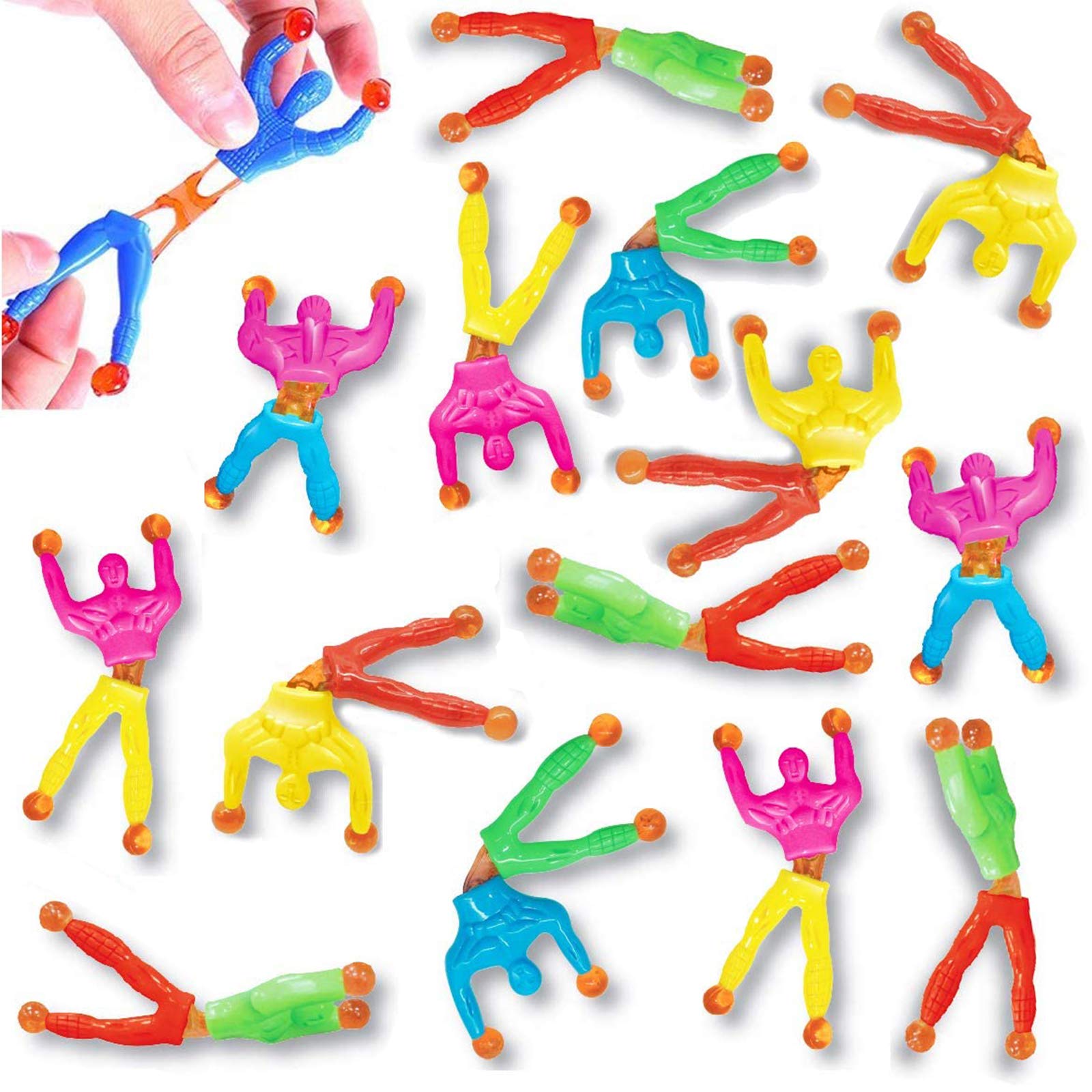 Liberty Imports 72 Pack Sticky Stretchy Wall Climbers Window Crawlers - Party Favor Tricky Novelty Toys Climbing Rolling Men for Kids