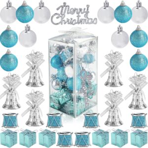 loveinusa 32 pcs christmas ball ornaments, tree decorations for xmas, blue & silver