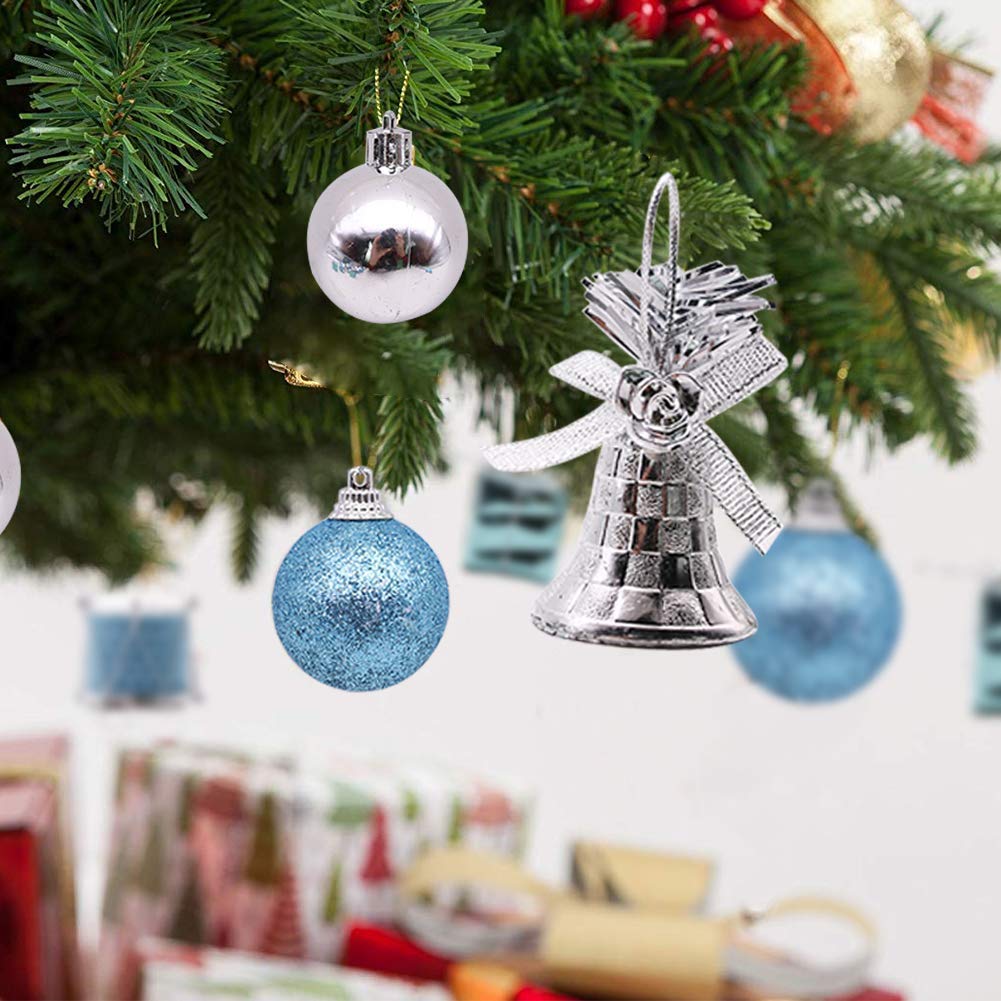 LoveInUSA 32 pcs Christmas Ball Ornaments, Tree Decorations for Xmas, Blue & Silver