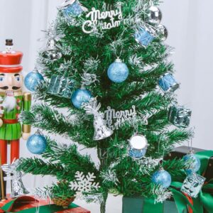 LoveInUSA 32 pcs Christmas Ball Ornaments, Tree Decorations for Xmas, Blue & Silver