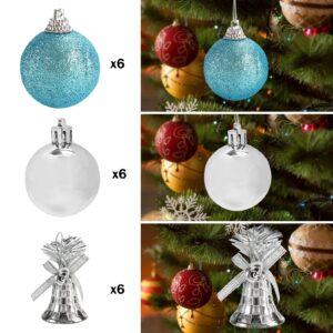 LoveInUSA 32 pcs Christmas Ball Ornaments, Tree Decorations for Xmas, Blue & Silver