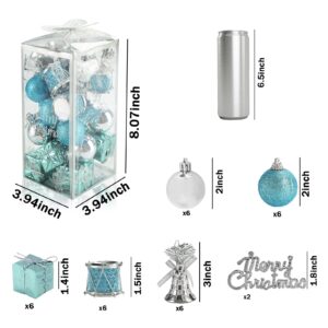 LoveInUSA 32 pcs Christmas Ball Ornaments, Tree Decorations for Xmas, Blue & Silver