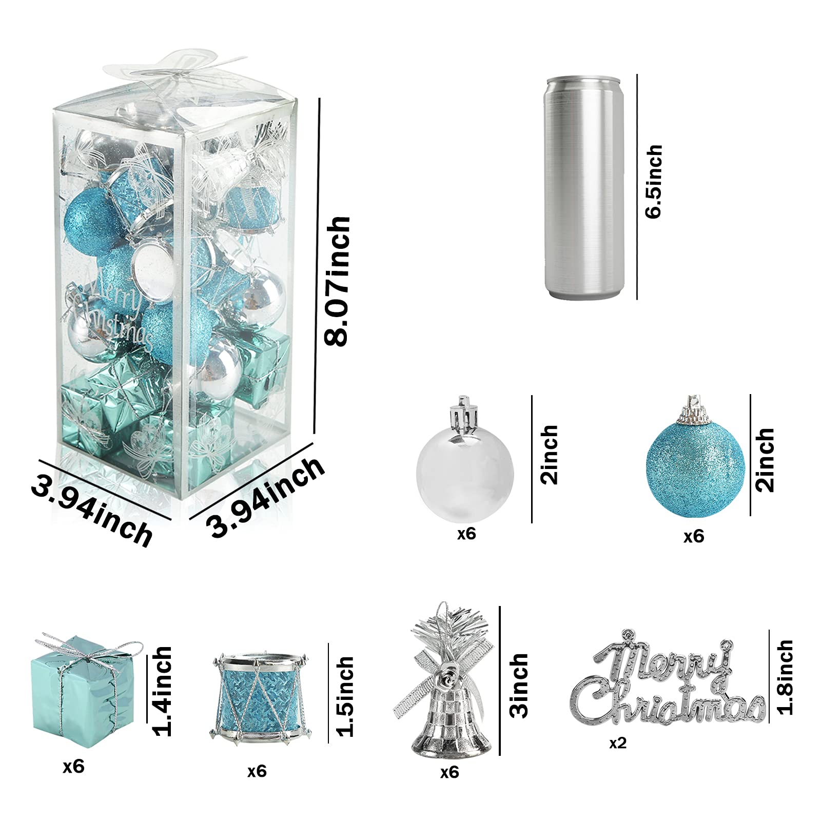 LoveInUSA 32 pcs Christmas Ball Ornaments, Tree Decorations for Xmas, Blue & Silver