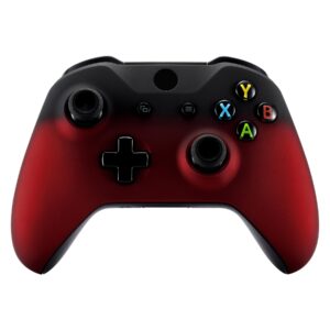 eXtremeRate Soft Touch Top Shell Front Housing Faceplate Replacement Parts with Side Rails Panel for Xbox One X & One S Controller - Shadow Scarlet Red