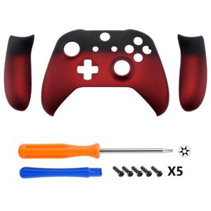 eXtremeRate Soft Touch Top Shell Front Housing Faceplate Replacement Parts with Side Rails Panel for Xbox One X & One S Controller - Shadow Scarlet Red