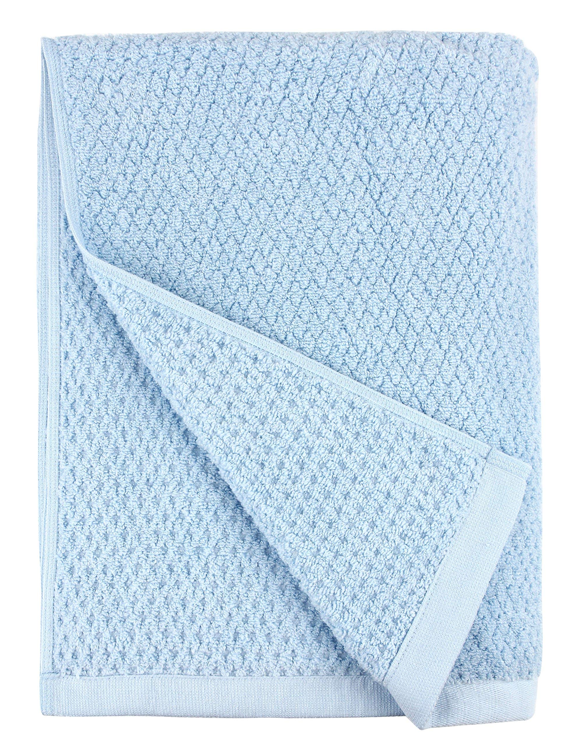 Everplush Diamond Jacquard Quick Dry Bath Towel, 1 Pack, Aquamarine (Light Blue)