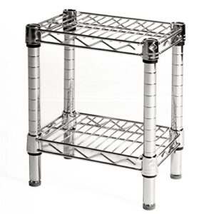 shelving inc. 8" d x 18" w chrome wire shelving with 2 tier shelves, weight capacity 800lbs per shelf