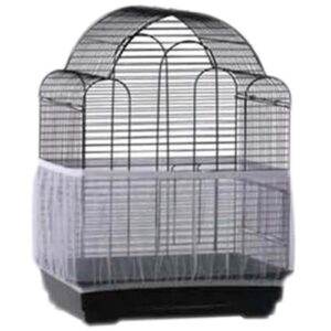 pranovo bird cage seed catcher seeds guard parrot nylon mesh net cover stretchy shell skirt traps cage basket soft airy (white)