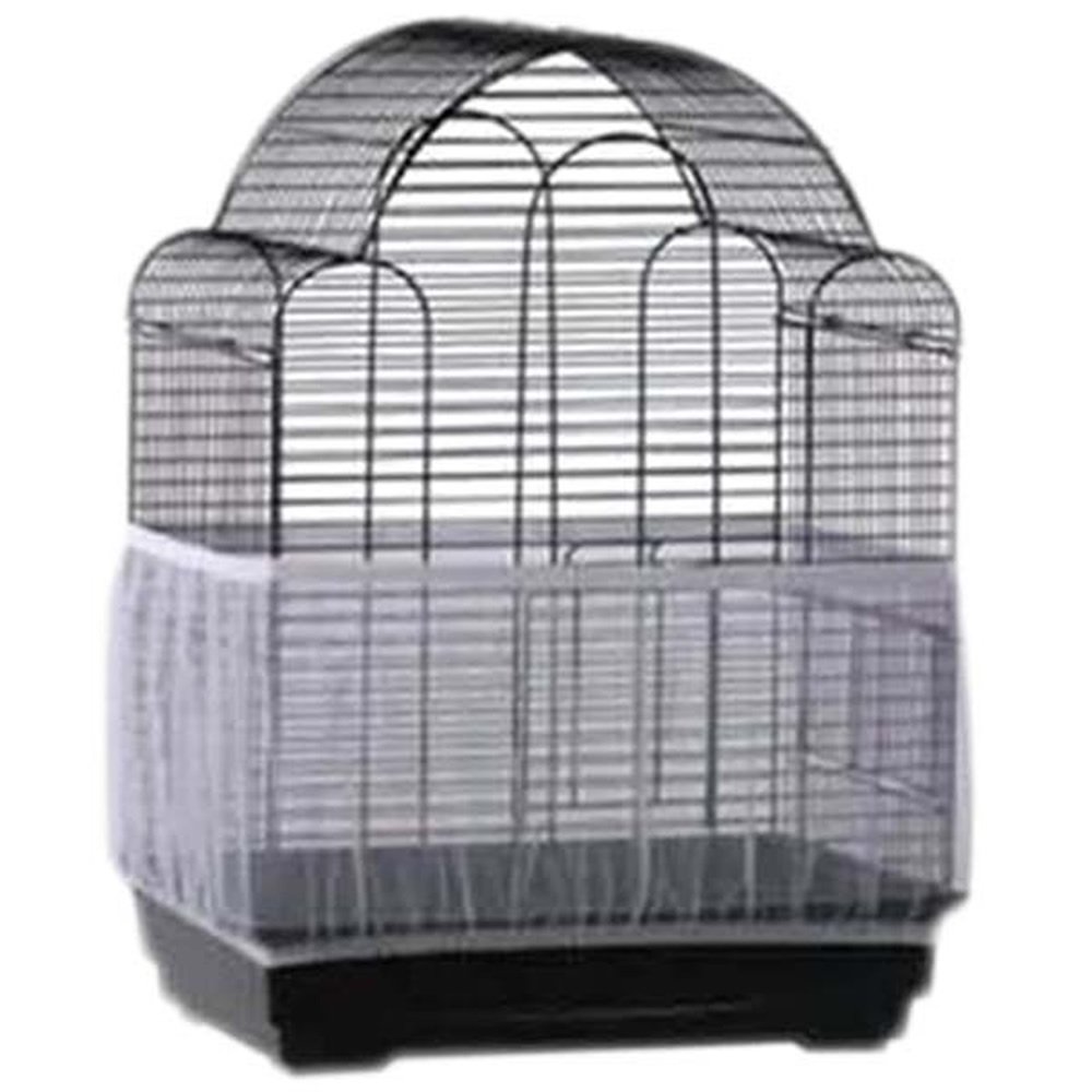 pranovo Bird Cage Seed Catcher Seeds Guard Parrot Nylon Mesh Net Cover Stretchy Shell Skirt Traps Cage Basket Soft Airy (White)