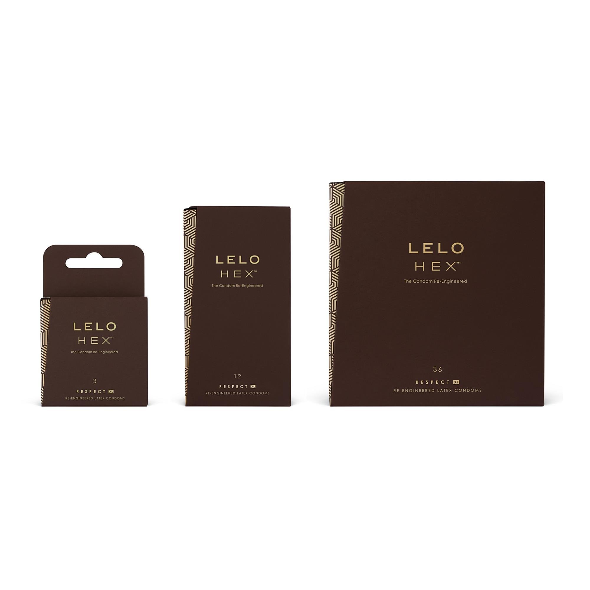 LELO HEX Respect XL, Extra Large Condoms with Increased Strength, Lubricated XL Condoms Large for Men, 2.28-Inch/58mm Diameter (3 pack)