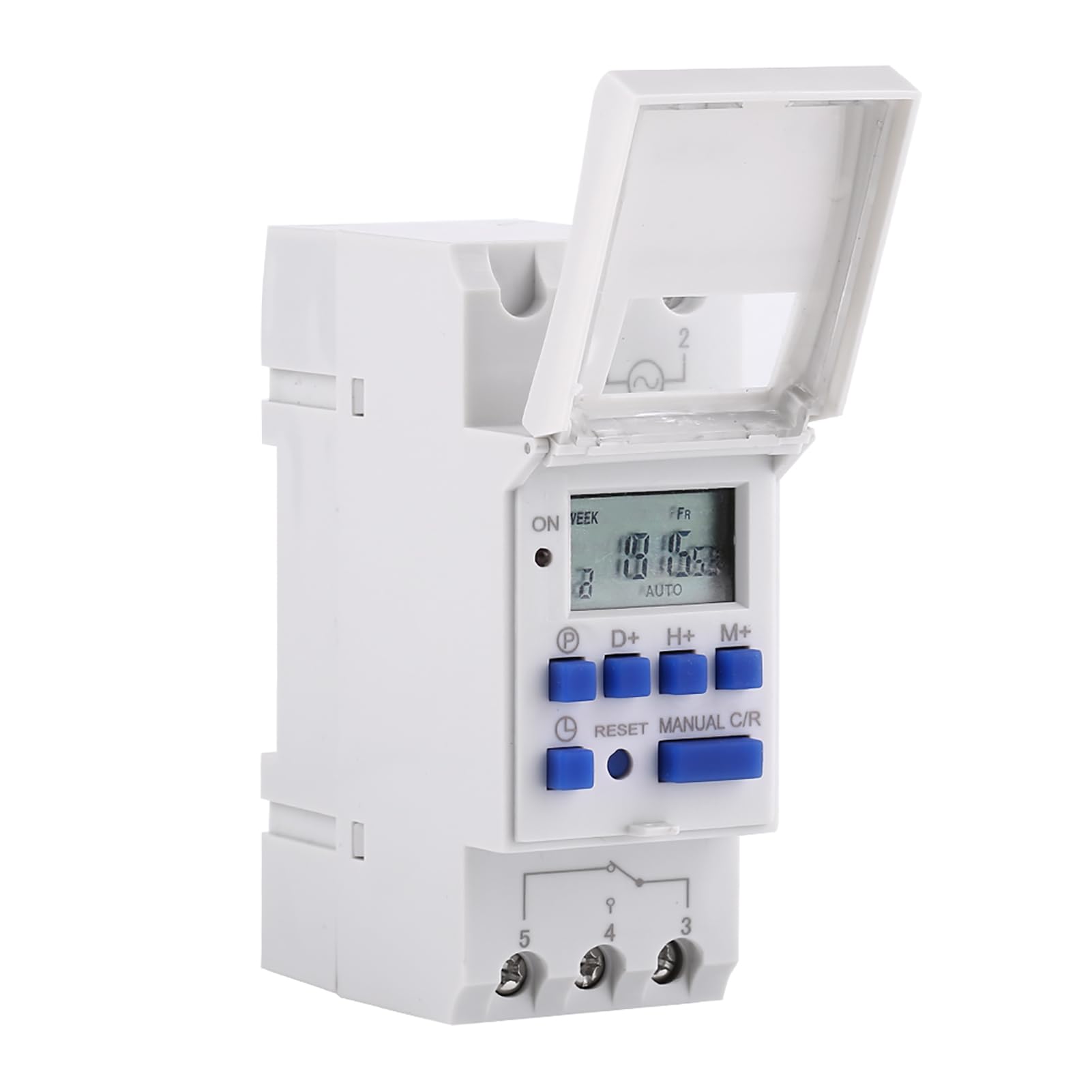 7 Day Programmable Timer Relay Digital Timer Switch Heavy Duty THC15A16 On Off for Controlling Street Lamps Neon Lamps Production Equipment, DIN Rail(not Included) (AC110V)