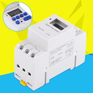 7 Day Programmable Timer Relay Digital Timer Switch Heavy Duty THC15A16 On Off for Controlling Street Lamps Neon Lamps Production Equipment, DIN Rail(not Included) (AC110V)