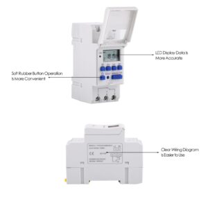 7 Day Programmable Timer Relay Digital Timer Switch Heavy Duty THC15A16 On Off for Controlling Street Lamps Neon Lamps Production Equipment, DIN Rail(not Included) (AC110V)