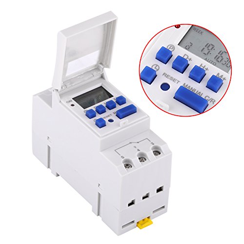 7 Day Programmable Timer Relay Digital Timer Switch Heavy Duty THC15A16 On Off for Controlling Street Lamps Neon Lamps Production Equipment, DIN Rail(not Included) (AC110V)