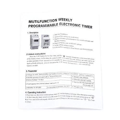 7-Day Digital Timer Heavy Duty THC 15A Programmable Timer Relay 16 On & Off Digital Timer Switch for Controlling Street Lamps/Neon Lamps/Production Equipment DIN Rail(not Included) (24V)