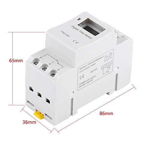 7-Day Digital Timer Heavy Duty THC 15A Programmable Timer Relay 16 On & Off Digital Timer Switch for Controlling Street Lamps/Neon Lamps/Production Equipment DIN Rail(not Included) (24V)