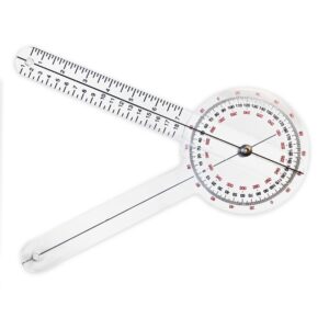 rehabilitation advantage 12" plastic goniometer 360 degree isom, clear