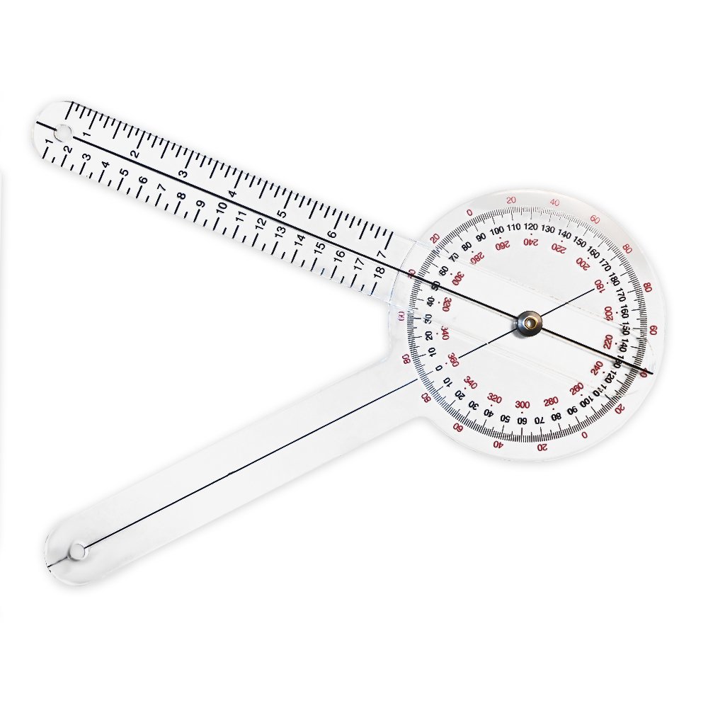 Rehabilitation Advantage 12" Plastic Goniometer 360 Degree ISOM, Clear