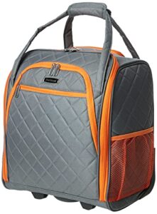 rockland melrose upright wheeled underseater luggage, charcoal, carry-on 16-inch