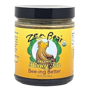 zen bear organic bee-ing better honey tea - echinacea, lemon balm, ginger & cayenne infused raw honey tea - daily well-being elixir for immune support & delightful flavor | 8 oz jar