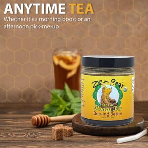 Zen Bear Organic Bee-ing Better Honey Tea - Echinacea, Lemon Balm, Ginger & Cayenne Infused Raw Honey Tea - Daily Well-Being Elixir for Immune Support & Delightful Flavor | 8 oz Jar