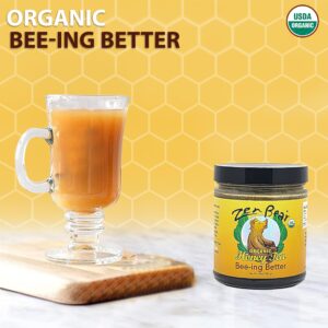 Zen Bear Organic Bee-ing Better Honey Tea - Echinacea, Lemon Balm, Ginger & Cayenne Infused Raw Honey Tea - Daily Well-Being Elixir for Immune Support & Delightful Flavor | 8 oz Jar