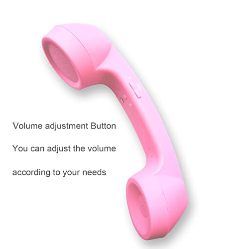 ENJOY-UNIQUE Wireless Retro Telephone Handset and Wire Radiation-Proof Handset Receivers Headphones for a Mobile Phone with Comfortable Call (Pink)