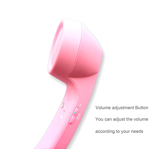 ENJOY-UNIQUE Wireless Retro Telephone Handset and Wire Radiation-Proof Handset Receivers Headphones for a Mobile Phone with Comfortable Call (Pink)