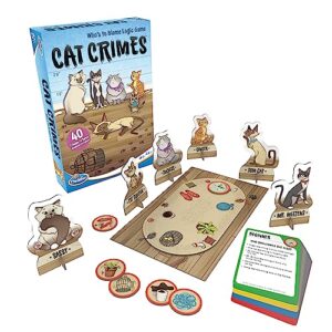 thinkfun cat crimes brainteaser - engaging logic game for kids and adults | develops critical reasoning skills |durable components | fun cat themed artwork | ideal for ages 8+