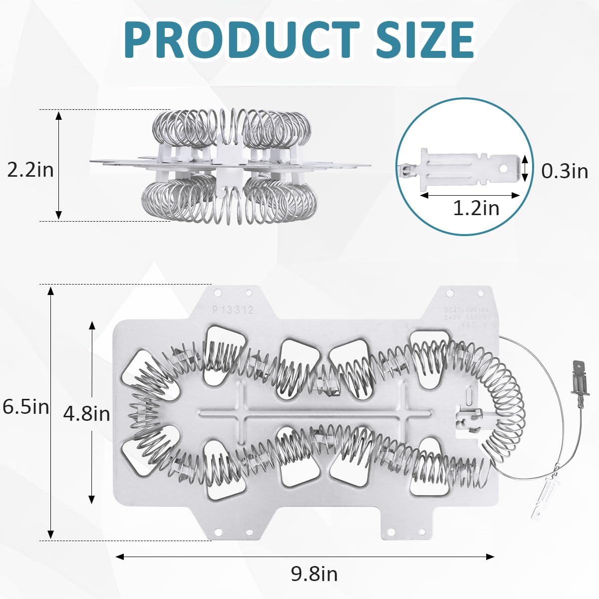 DC47-00019A Dryer Heating Element Replacement Parts for Samsung Dryer Replaces DV210AEW/XAA DV42H5000EW/A3 DV331AER/XAA-0000 DV42H5400EW/A3-0000 DV337AEW/XAA-0000 Heating Element