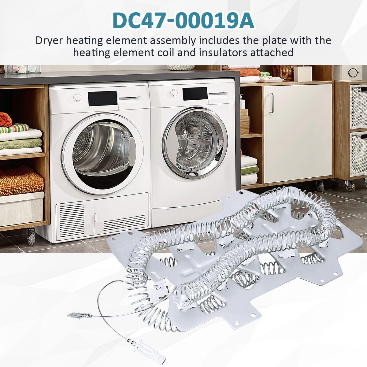 DC47-00019A Dryer Heating Element Replacement Parts for Samsung Dryer Replaces DV210AEW/XAA DV42H5000EW/A3 DV331AER/XAA-0000 DV42H5400EW/A3-0000 DV337AEW/XAA-0000 Heating Element