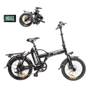 gopower™ gocity electric bike | adult folding bike, weighs only 46lbs | 50+ mile range w/ 5 pedal-assist levels | 20mph top speed - removable battery | class 1 and 2 ebike