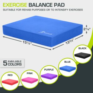 ProsourceFit Exercise Balance Pad – Non-Slip Cushioned Foam Mat & Knee Pad for Fitness and Stability Training, Yoga, Physical Therapy 15.5”x12.75”