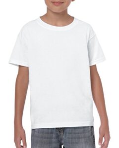 gildan youth heavy cotton t-shirt, style g5000b, 2-pack, white, medium