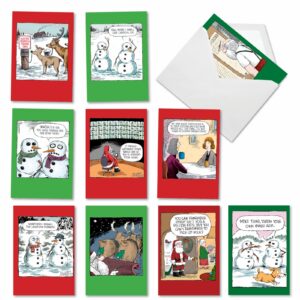 nobleworks 10 assorted box set funny christmas mixed occasions greeting cards w/5 x 7 inch envelopes (10 designs, 1 each) a coverly christmas a5554xxg-b1x10