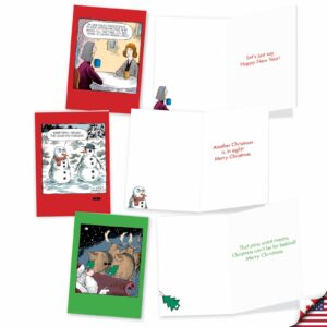 NobleWorks 10 Assorted Box Set Funny Christmas Mixed Occasions Greeting Cards w/5 x 7 Inch Envelopes (10 Designs, 1 Each) A Coverly Christmas A5554XXG-B1x10