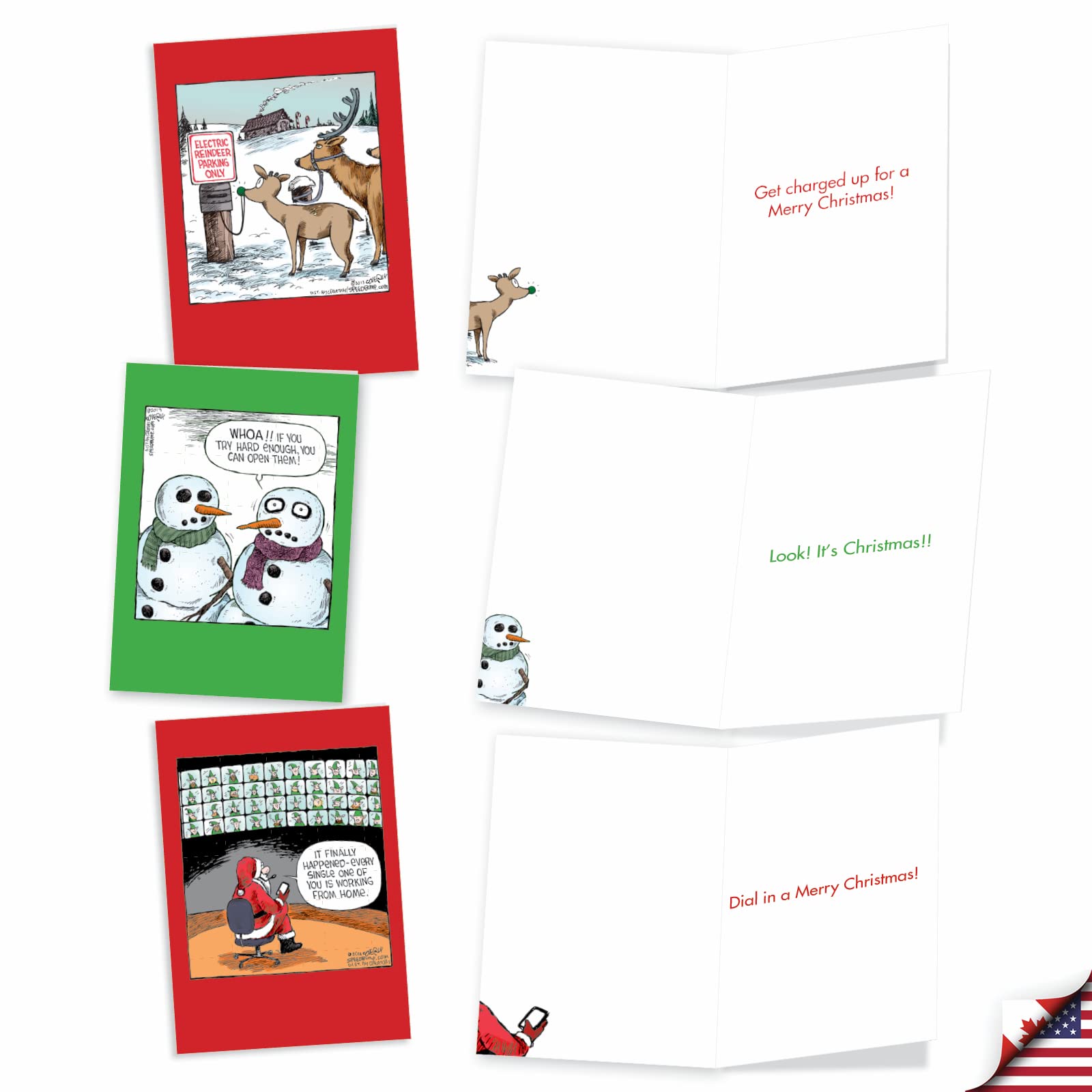 NobleWorks 10 Assorted Box Set Funny Christmas Mixed Occasions Greeting Cards w/5 x 7 Inch Envelopes (10 Designs, 1 Each) A Coverly Christmas A5554XXG-B1x10