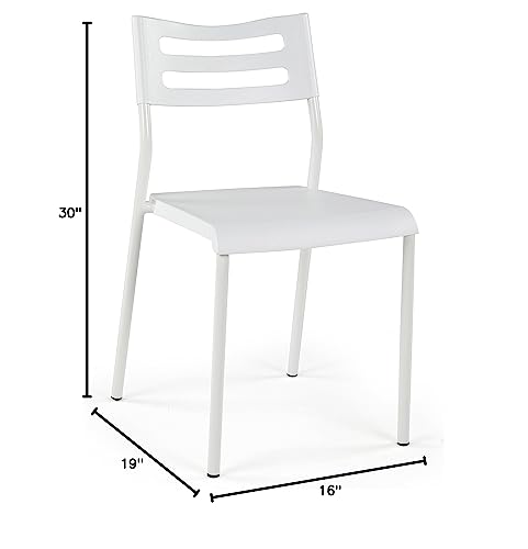 Lucky Theory Humble Crew Lightweight Desk Chair, Plastic, White White 19D x 16W x 30H in