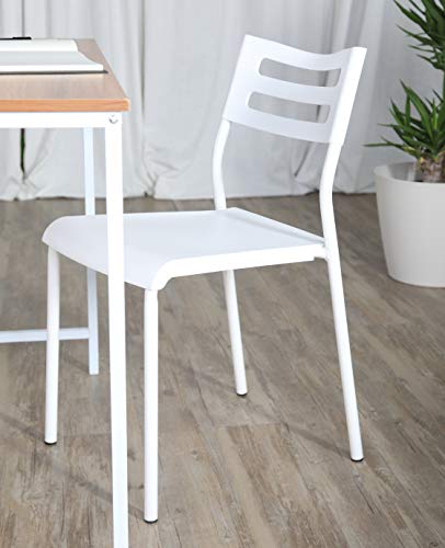 Lucky Theory Humble Crew Lightweight Desk Chair, Plastic, White White 19D x 16W x 30H in