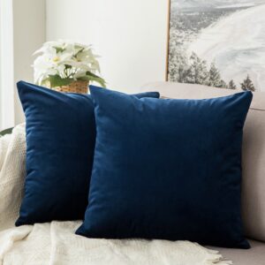 miulee pack of 2, velvet soft solid decorative square throw pillow covers set cushion case for spring sofa bedroom car 18x18 inch 45x45 cm