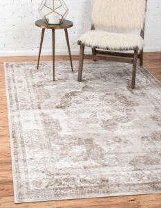 unique loom sofia collection area rug - salle garnier (6' 1" x 9' rectangle, beige/ ivory)