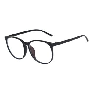 shiratori new retro blue light blocking glasses round nerd eyeglasses frame anti blue ray computer game glasses (bright black)