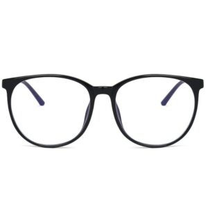 Shiratori New retro Blue Light Blocking Glasses Round Nerd Eyeglasses Frame Anti Blue Ray Computer Game Glasses (Bright black)