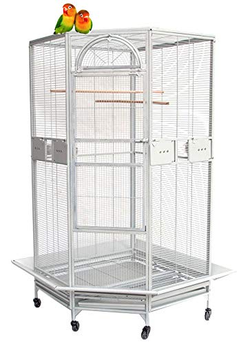 Extra Large Corner Flight Bird Rolling Cage for Cockatiel Aviary Canary Parakeet Budgies Parrot with Metal Seed Skirts